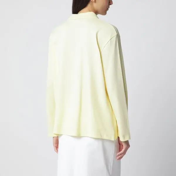 FLORE FLORE Diana Organic Cotton Ribbed Knit Polo Shirt - Yellow