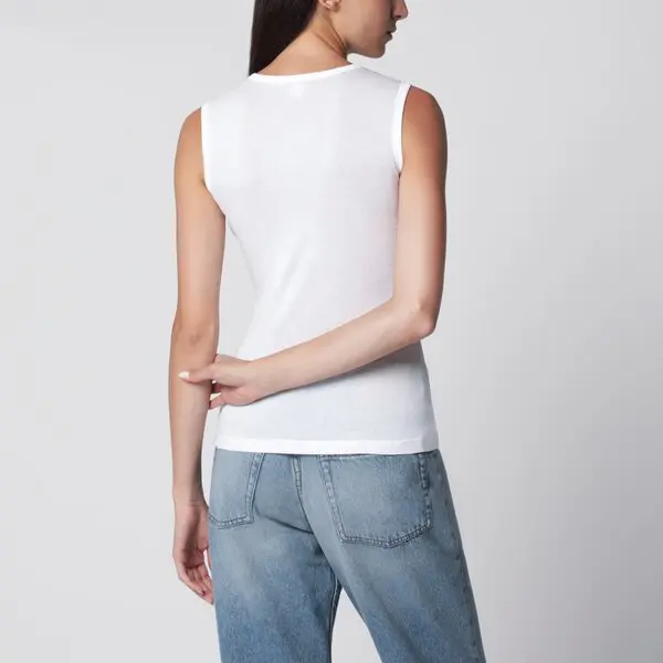 FLORE FLORE Ribbed Organic Cotton Crewneck Tank Top - White