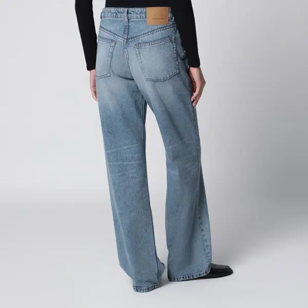 AMI Paris Washed Indigo Denim Wide-leg Jeans