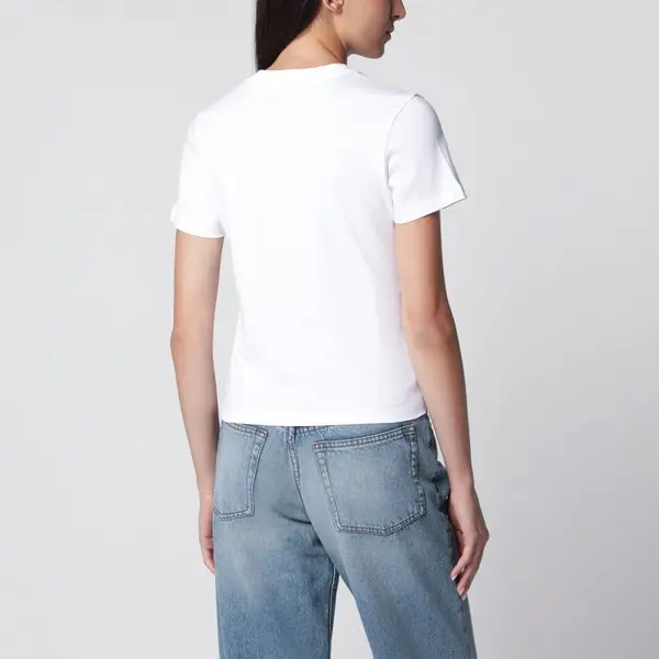 AMI Paris Crewneck T-shirt With Embroidered Logo - White