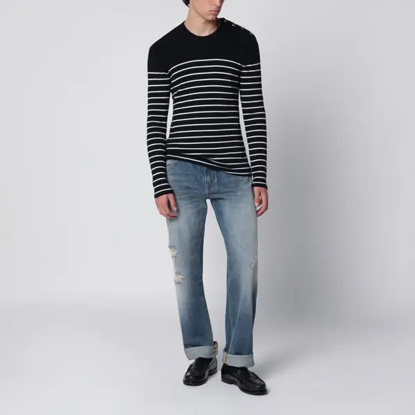 Dolce & Gabbana Washed-effect Jeans With Logo Plaque