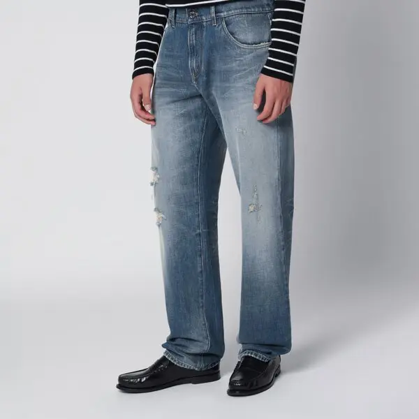 Dolce & Gabbana Washed-effect Jeans With Logo Plaque