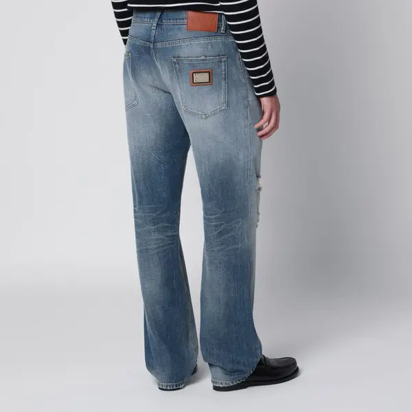 Dolce & Gabbana Washed-effect Jeans With Logo Plaque