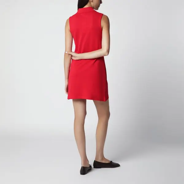 FLORE FLORE Sleeveless Organic Cotton Polo Dress - Red