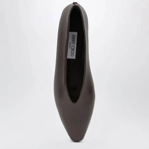 JIMMY CHOO Chocolate Leather Margot Ballet Flats