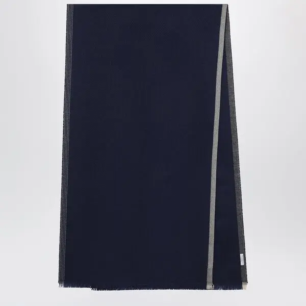 Brunello Cucinelli Blue/brown/grey Wool And Cashmere Scarf