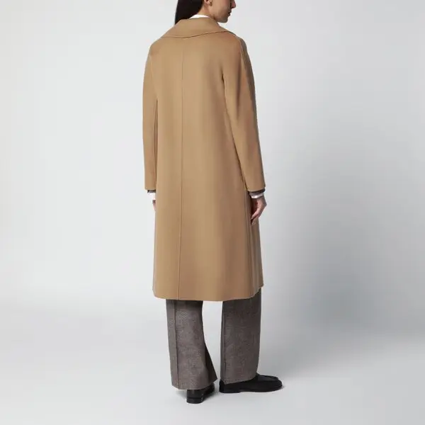 Max Mara Camel Belted Wool Blend Coat - Brown