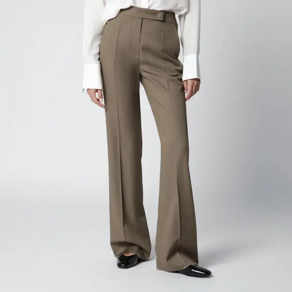 Max Mara Camel Wool Gabardine Trousers - Brown