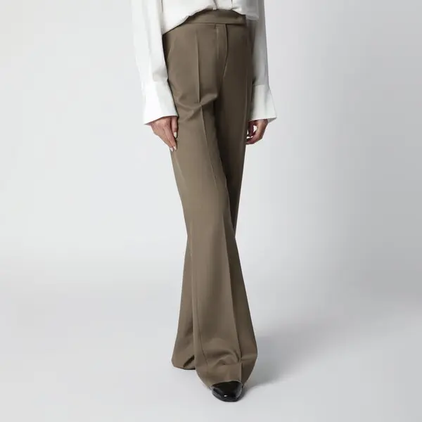 Max Mara Camel Wool Gabardine Trousers - Brown