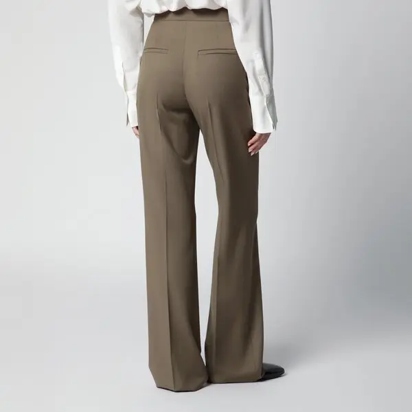 Max Mara Camel Wool Gabardine Trousers - Brown
