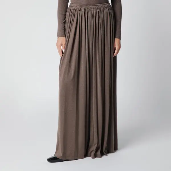 Max Mara Long Pleated Jersey Skirt - Brown