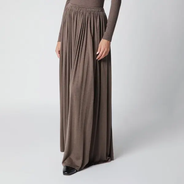 Max Mara Long Pleated Jersey Skirt - Brown