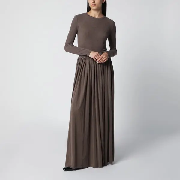 Max Mara Long-sleeve T-shirt In Dark Khaki Jersey