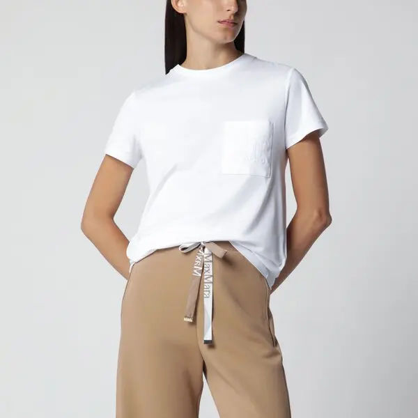 Max Mara Cotton Jersey T-shirt With Embroidered Pocket - White