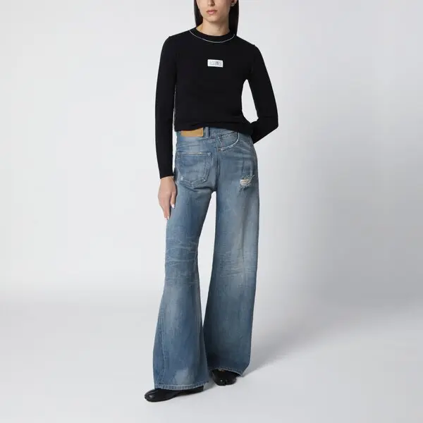 MAISON MARGIELA Distressed Wide-leg Denim Jeans In Medium