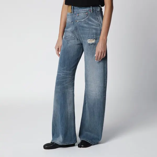 MAISON MARGIELA Distressed Wide-leg Denim Jeans In Medium