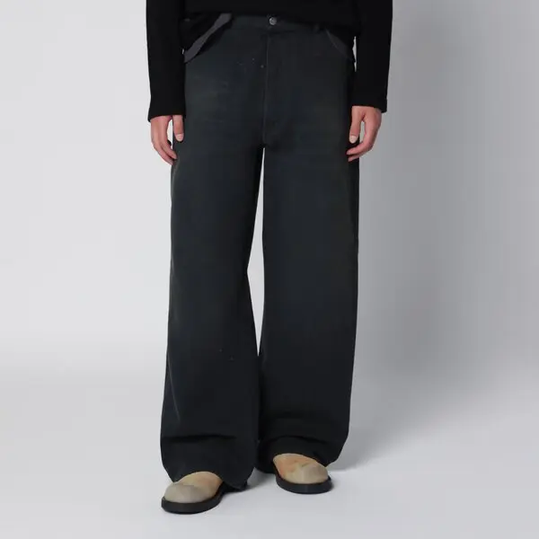 MAISON MARGIELA Double-dyed Work Trousers In Cotton With Spots - Black