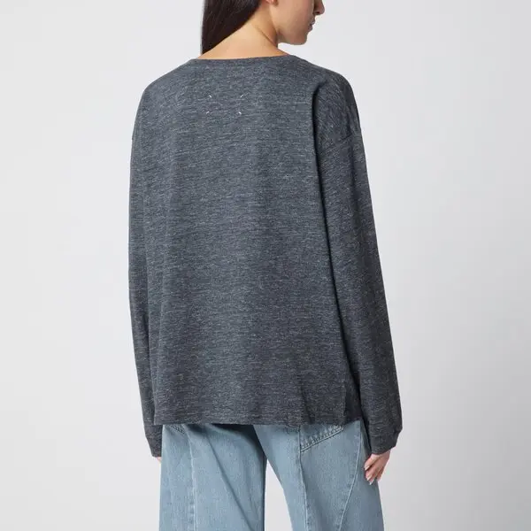 MAISON MARGIELA Long-sleeve Cotton T-shirt In Dark