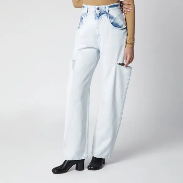 MAISON MARGIELA Bleached Indigo Cut-out Denim Jeans - Light Blue