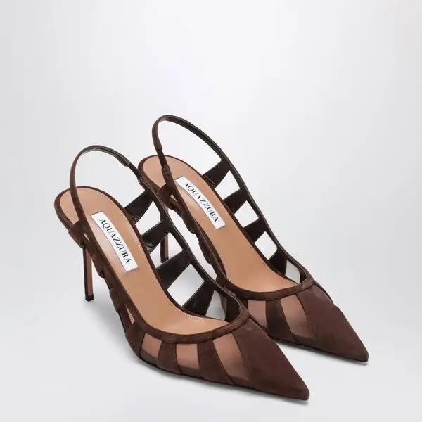 AQUAZZURA Screen Slingback Pumps In Espresso Suede