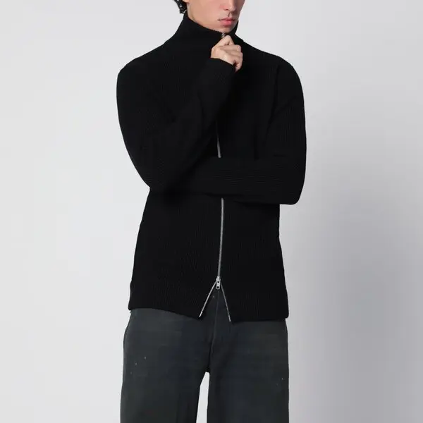 MAISON MARGIELA Zip-up Knit Cardigan In Cotton And Wool