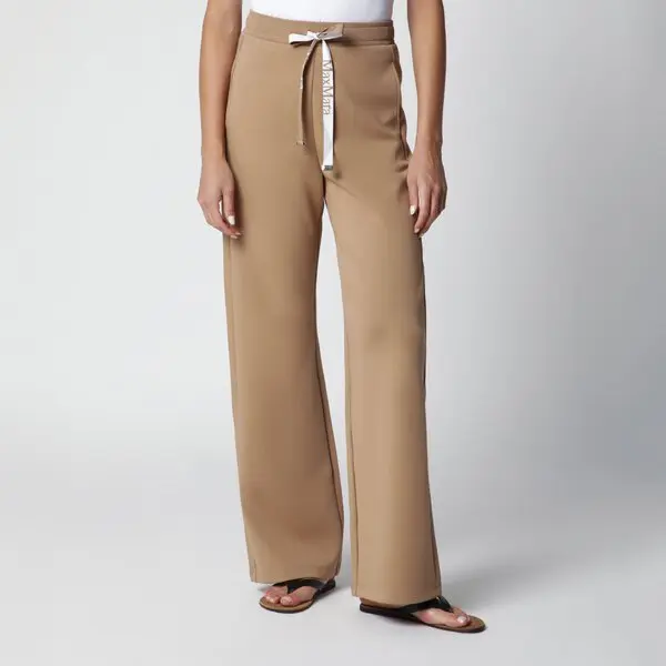 Max Mara Camel Cotton Jersey Trousers - Brown