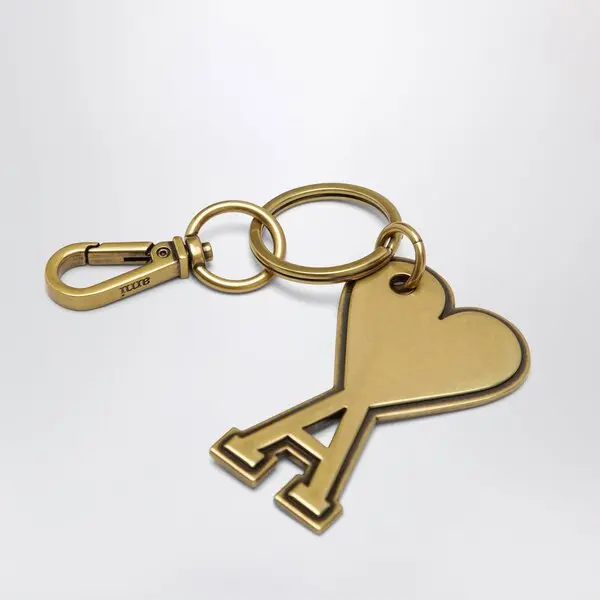 AMI Paris De Coeur Keyring In Vibrated Brass - Metal