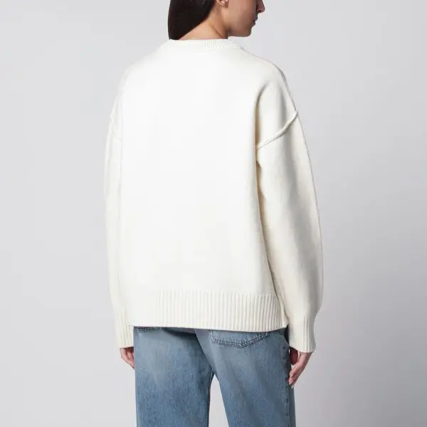 AMI Paris De Coeur Virgin Wool Sweater - White