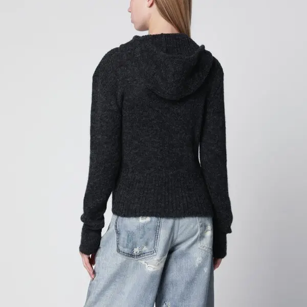 Our Legacy Grey Alpaca-blend Sweatshirt Cardigan - Black