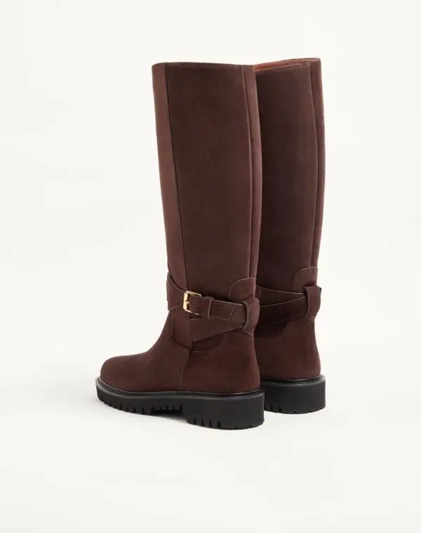 Valentino Garavani Vlogo Signature Split Leather Boots - Ebony