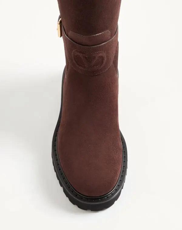 Valentino Garavani Vlogo Signature Split Leather Boots - Ebony