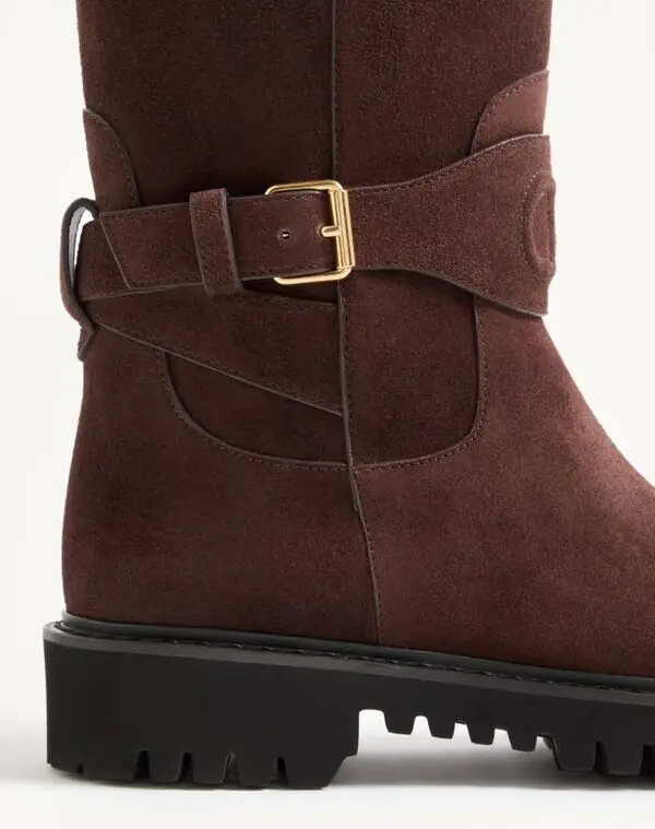 Valentino Garavani Vlogo Signature Split Leather Boots - Ebony