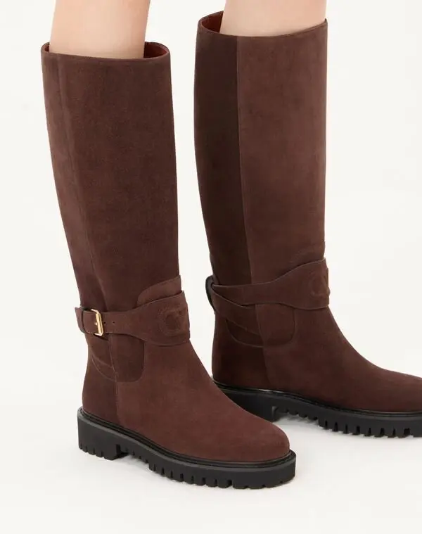 Valentino Garavani Vlogo Signature Split Leather Boots - Ebony