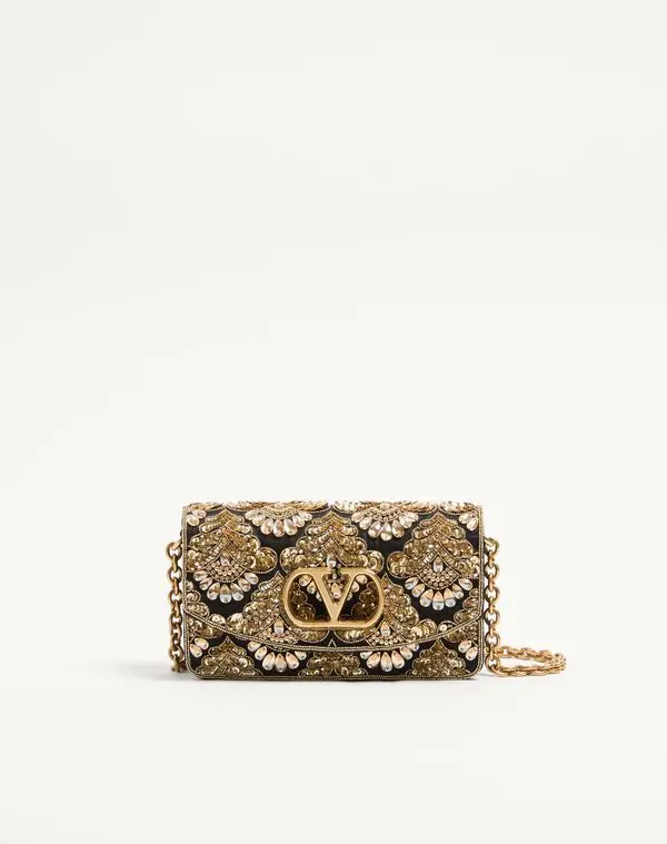 Valentino Garavani Small Embroidered Clutch With Vlogo Signature