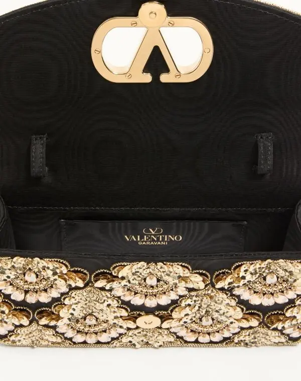 Valentino Garavani Small Embroidered Clutch With Vlogo Signature
