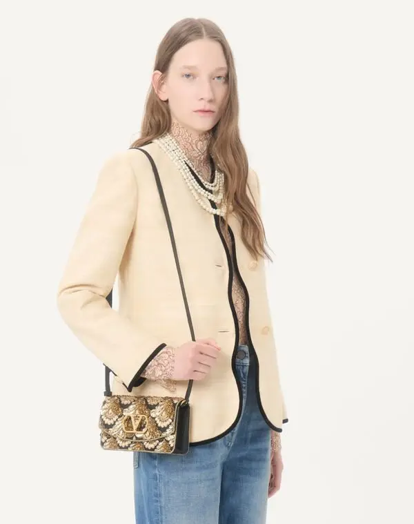 Valentino Garavani Small Embroidered Clutch With Vlogo Signature