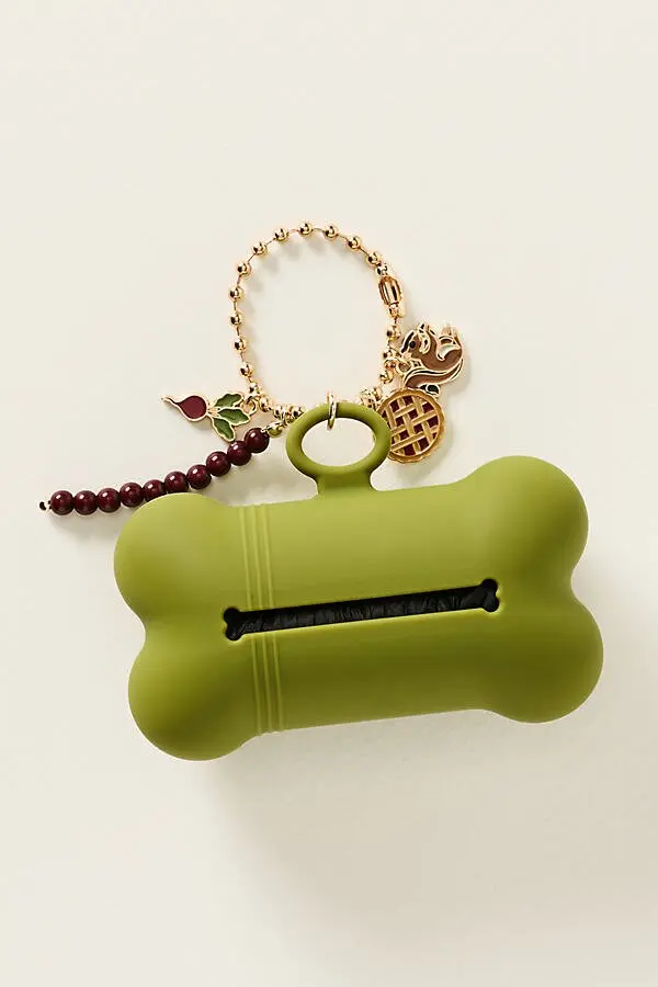 Anthropologie Novelty Waste Bag Holder With Charms - Olive
