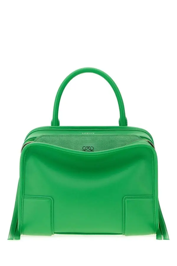 Loewe Small Amazona Handbag In Grass Leather - Green