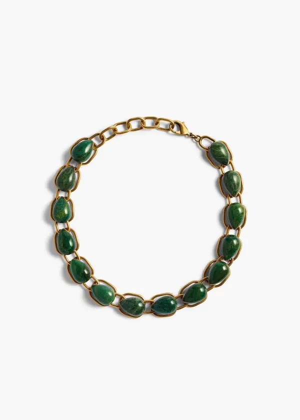Khaite Cyclone Chain Necklace In Antique Gold With African Jade