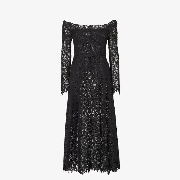 Fendi Macramé Lace Bustier Dress - Black