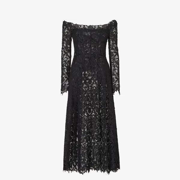 Fendi Macramé Lace Bustier Dress - Black