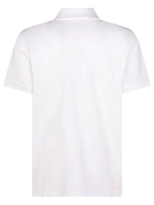 Moncler Pique Cotton Polo Shirt With Logo Patch - White