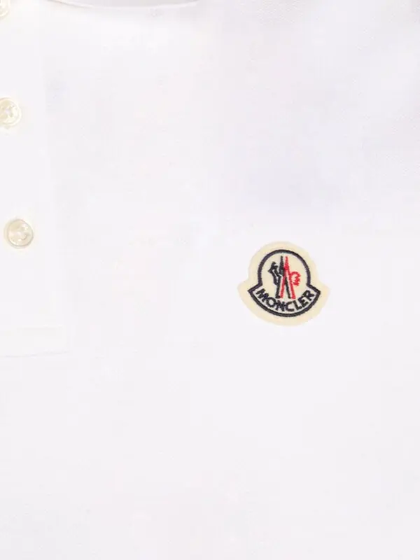 Moncler Pique Cotton Polo Shirt With Logo Patch - White