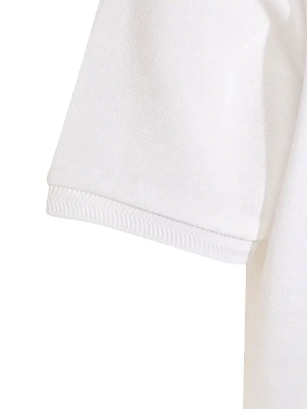Moncler Pique Cotton Polo Shirt With Logo Patch - White