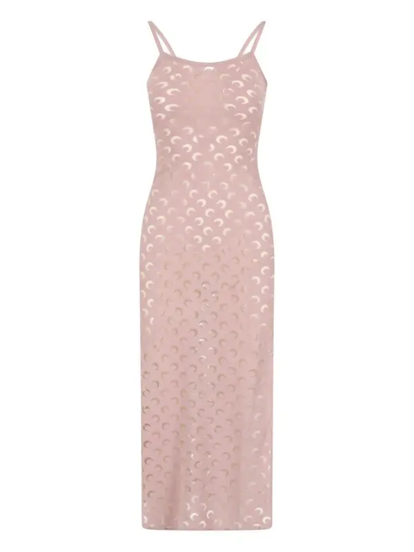 MARINE SERRE Moon Print Knit Dress - Pink