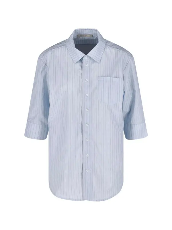 Paloma Wool Organic Cotton & Silk Striped Shirt - Light Blue