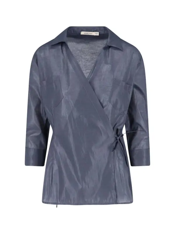 Paloma Wool Wrap Top With Tie Detail - Blue