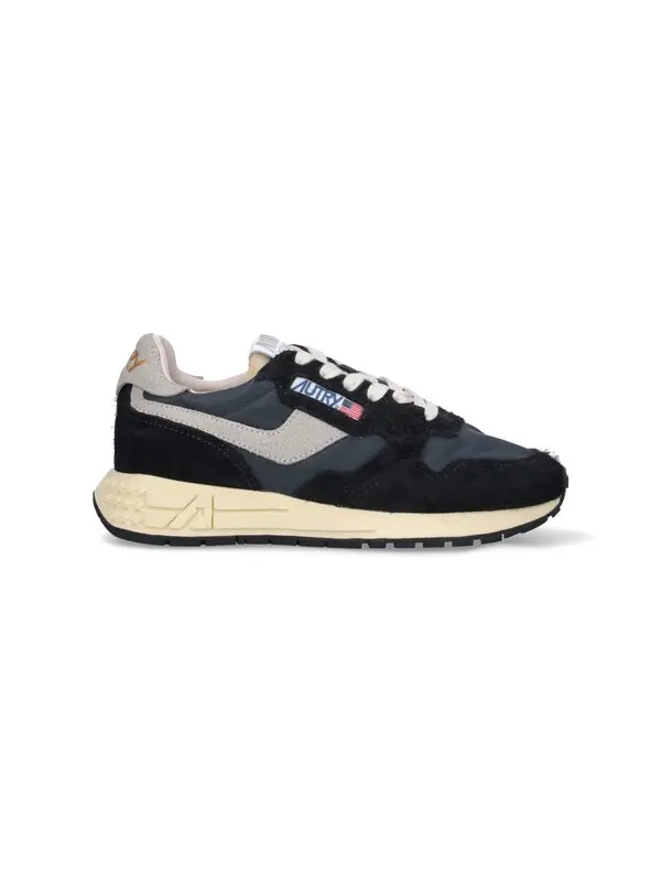 AUTRY Leather & Nylon Lace Up Sneakers - Black