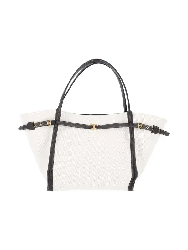 TOD`S Tod's-style Mini Leather-trim Linen & Cotton Bag For