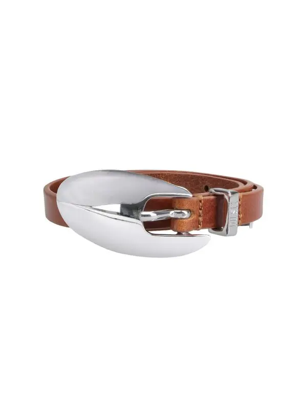 DIESEL® Leather Belt With Metallic Buckle - Brown